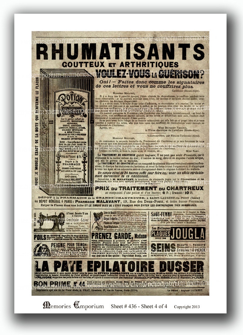 Old French Newspaper Ads Advertisements Paris Newsprint - Etsy