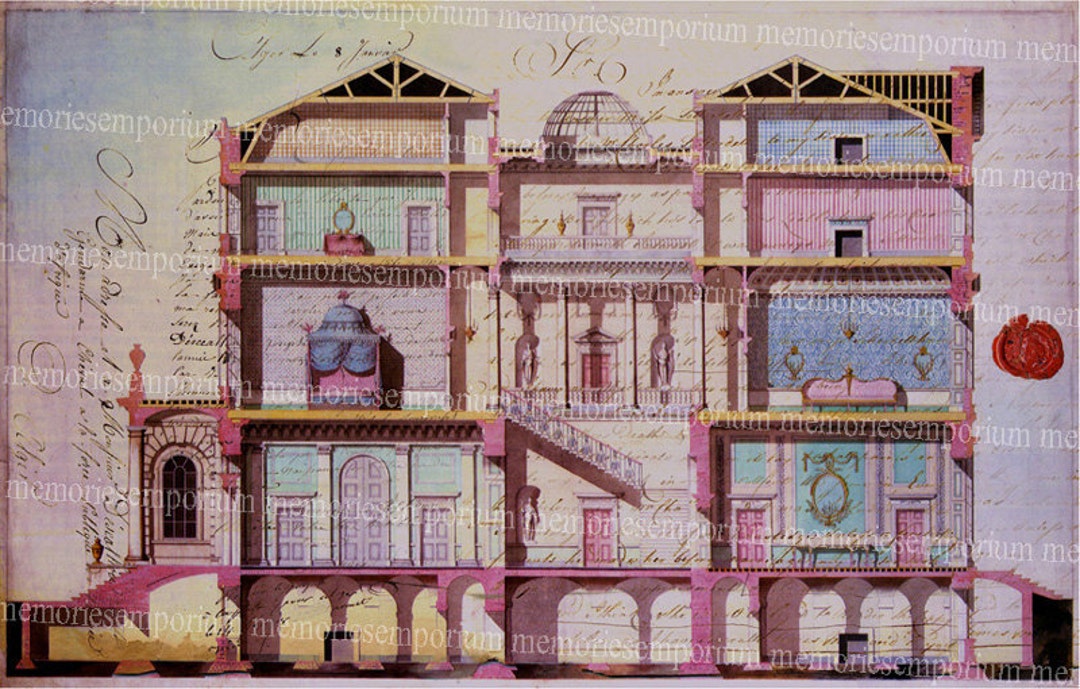 Paris House Design Large Antique Background Architecture Plans French ...