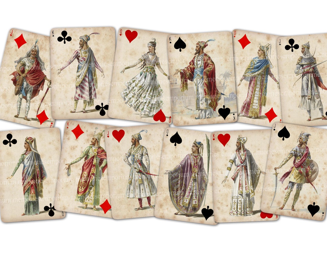 Antique Playing Cards Incomplete Deck All Royals Middle Eastern Kings ...