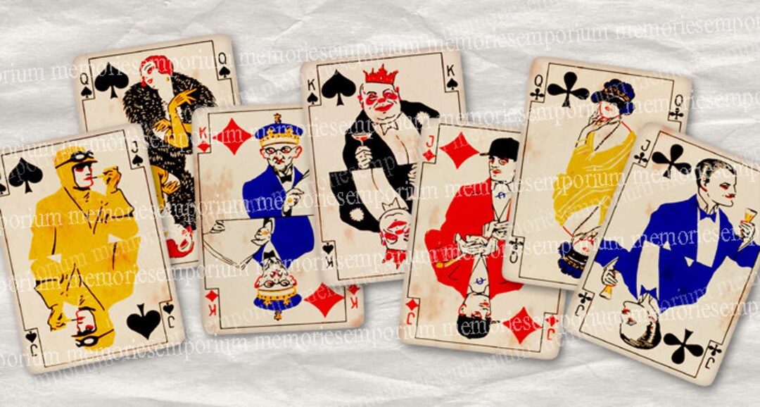 Deco Playing Cards Digital Paper Clipart Printable Download Art Deco ...