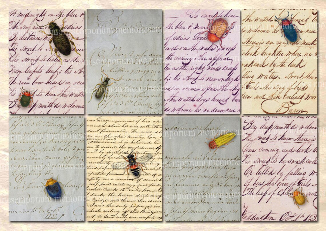 Antique Handwriting Clipart Printable Download Letters - Etsy