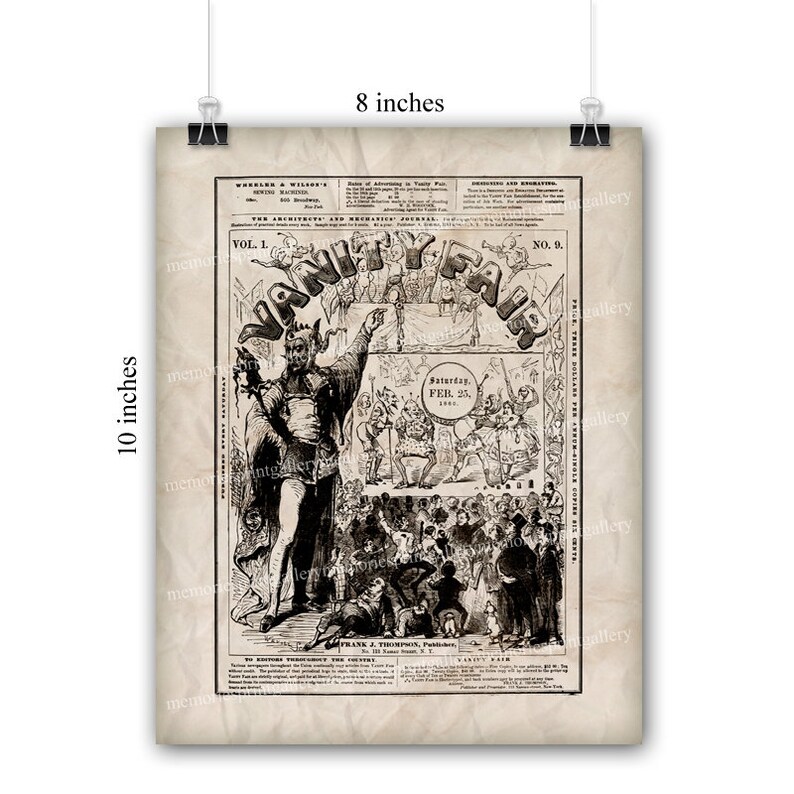 Vanity Fair, 1860s Printable Magazine Covers Vintage US Old Newspaper ...