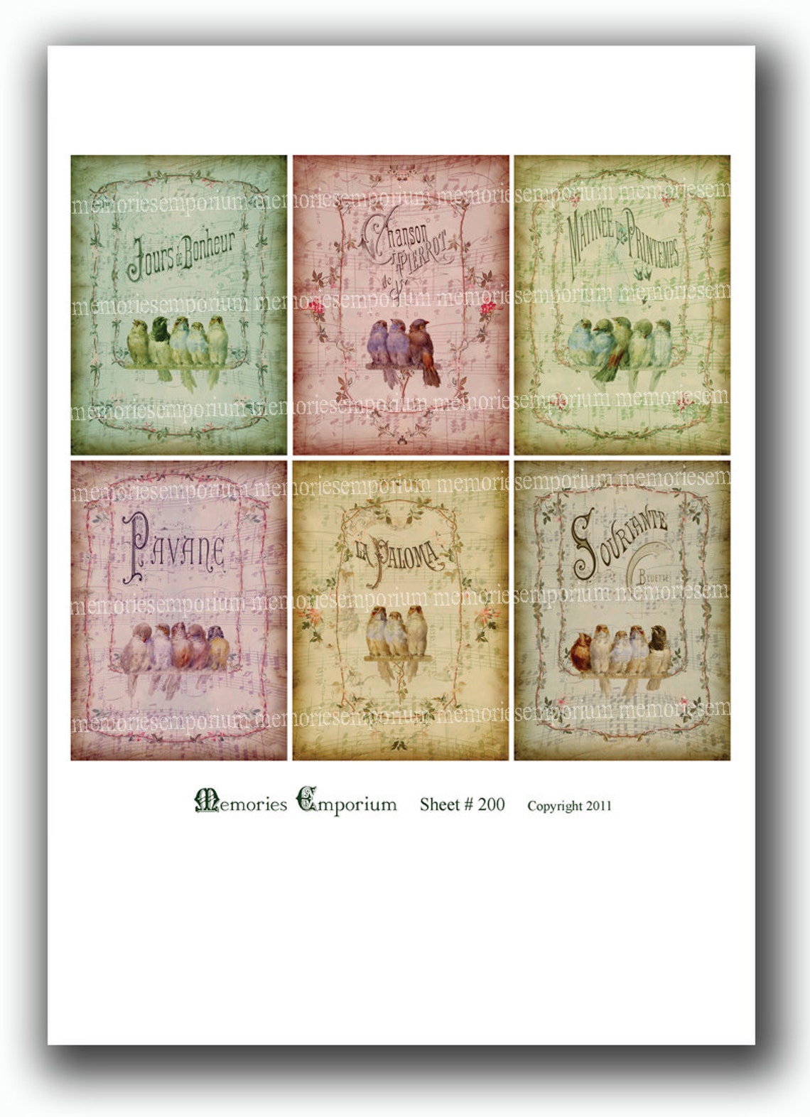 French Sheet Music Clipart Bird Song Vintage Notes Decoupage Shabby ...