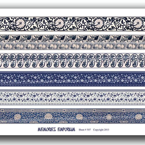 Chinese Borders Asian Strips Oriental Chinoiserie Floral - Etsy