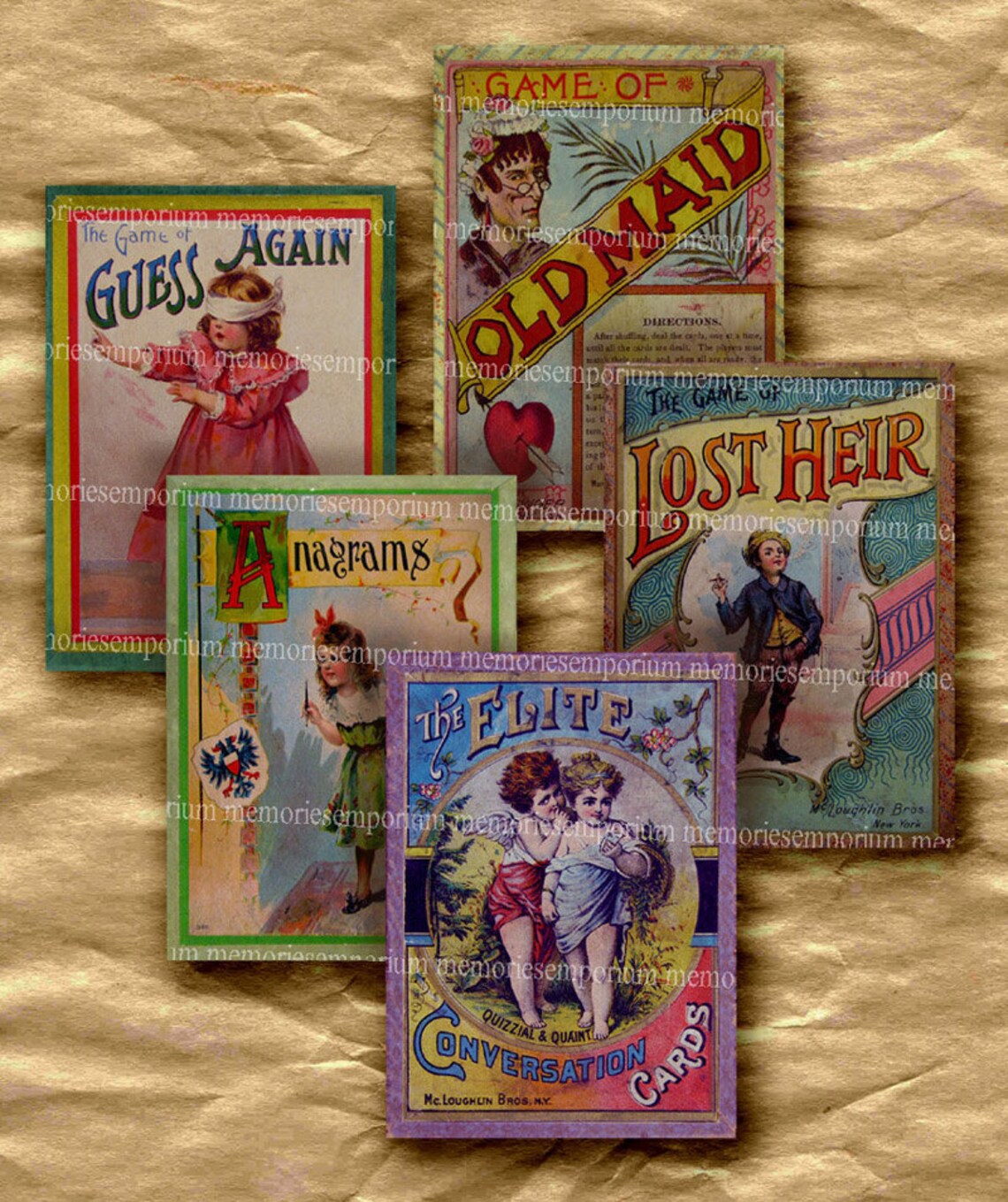 Playing Card Parlor Games Covers ATC ACEO Children Antique Parlour ...