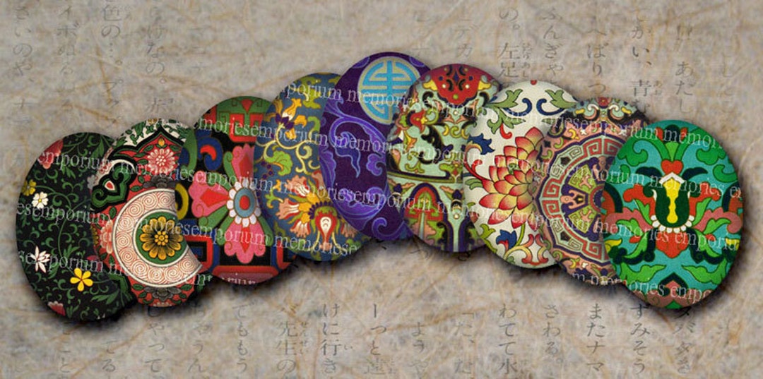 Chinese Floral Pattern Ovals 30mm X 40mm Asian Flower Oriental for ...