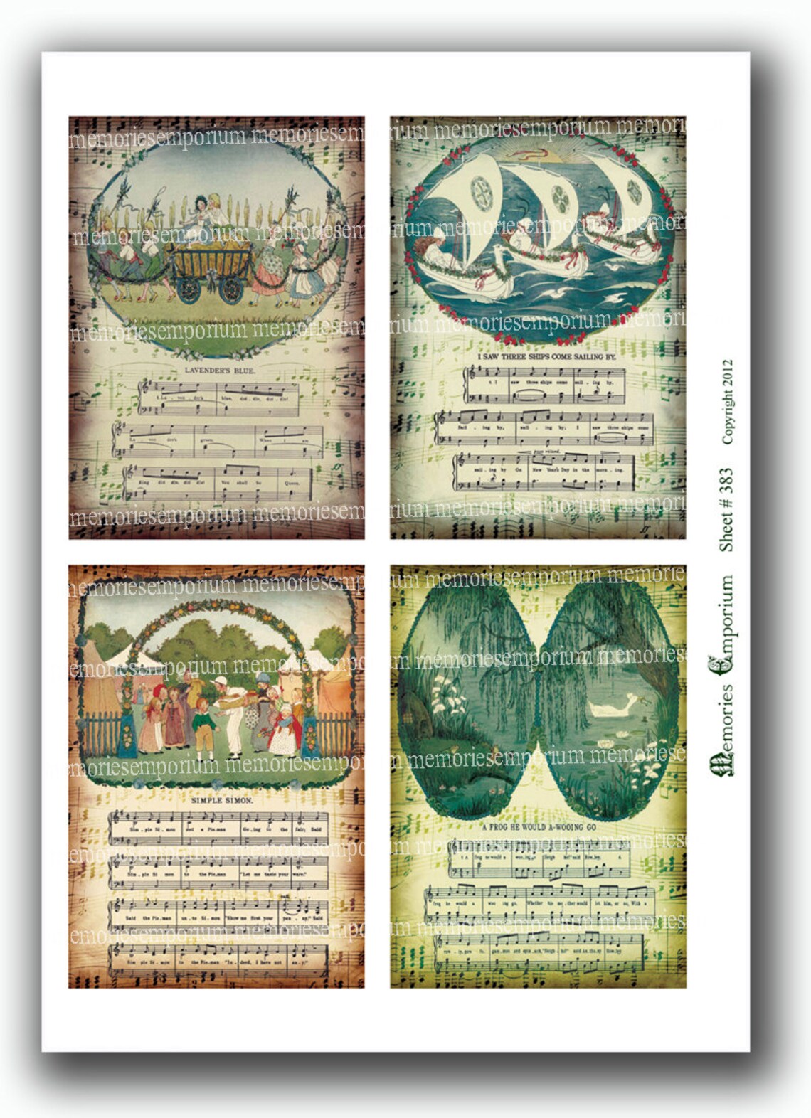 Nursery Rhyme Song Book Pages Antique Postcard Size Decoupage | Etsy