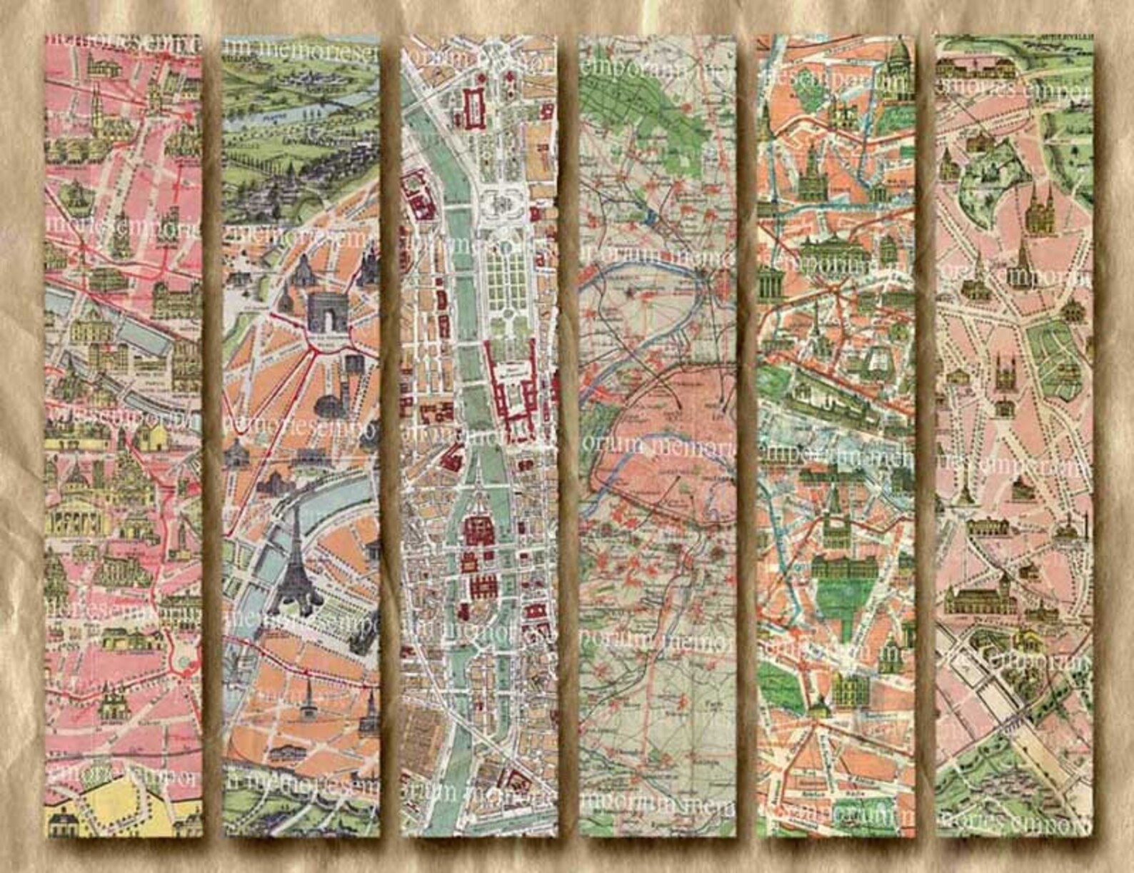 Vintage Paris Street Maps Bookmarks Monuments Buildings Tag Backgrounds ...