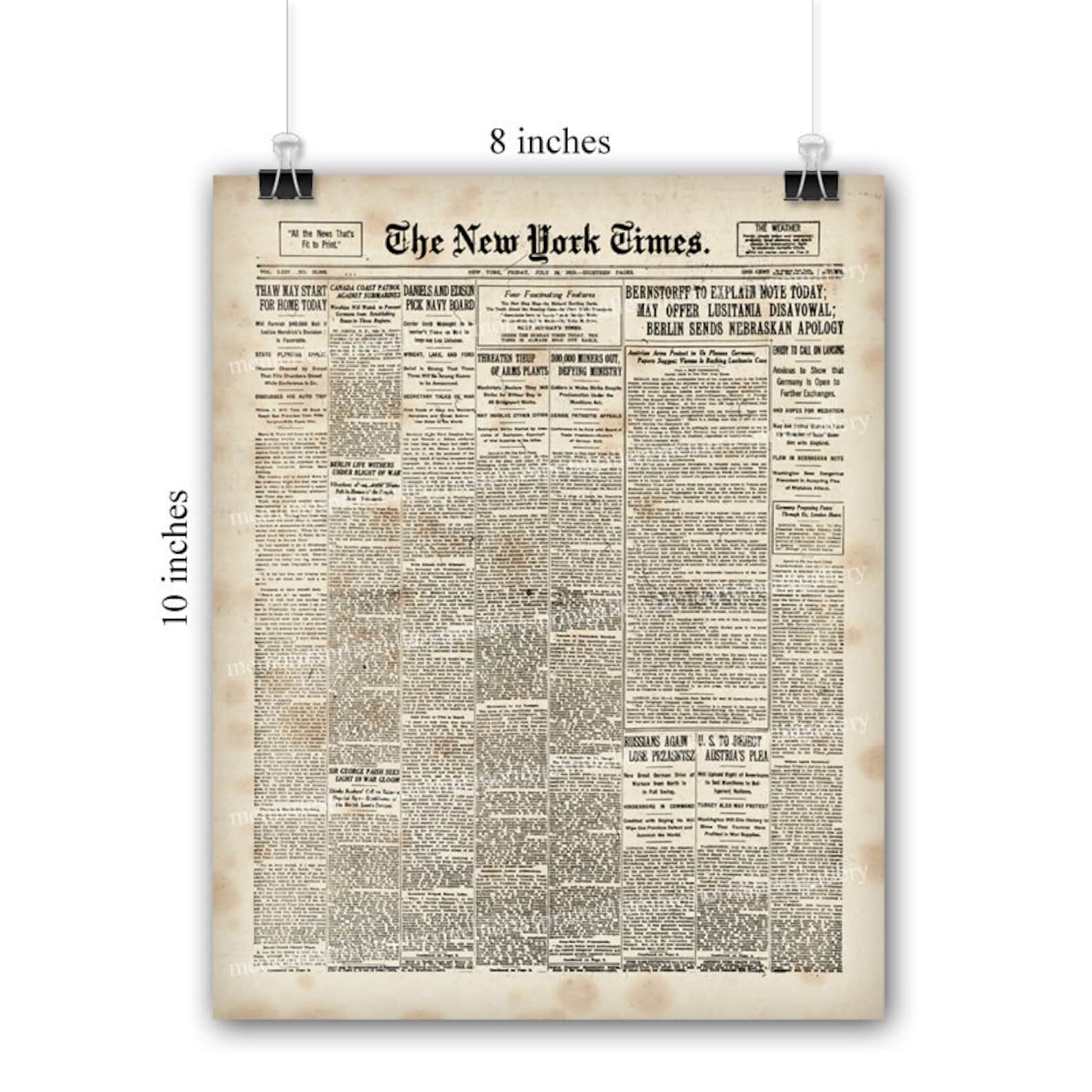 Old American Newspapers, Printable Paper Pack, Vintage US Old Newspaper ...