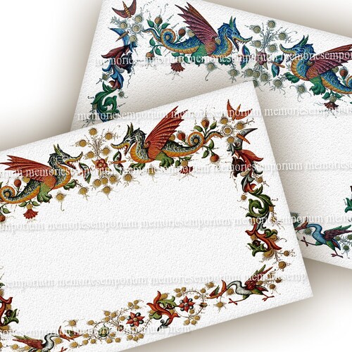 Dragon Paper Illuminated Stationery Printable Digital Download - Etsy