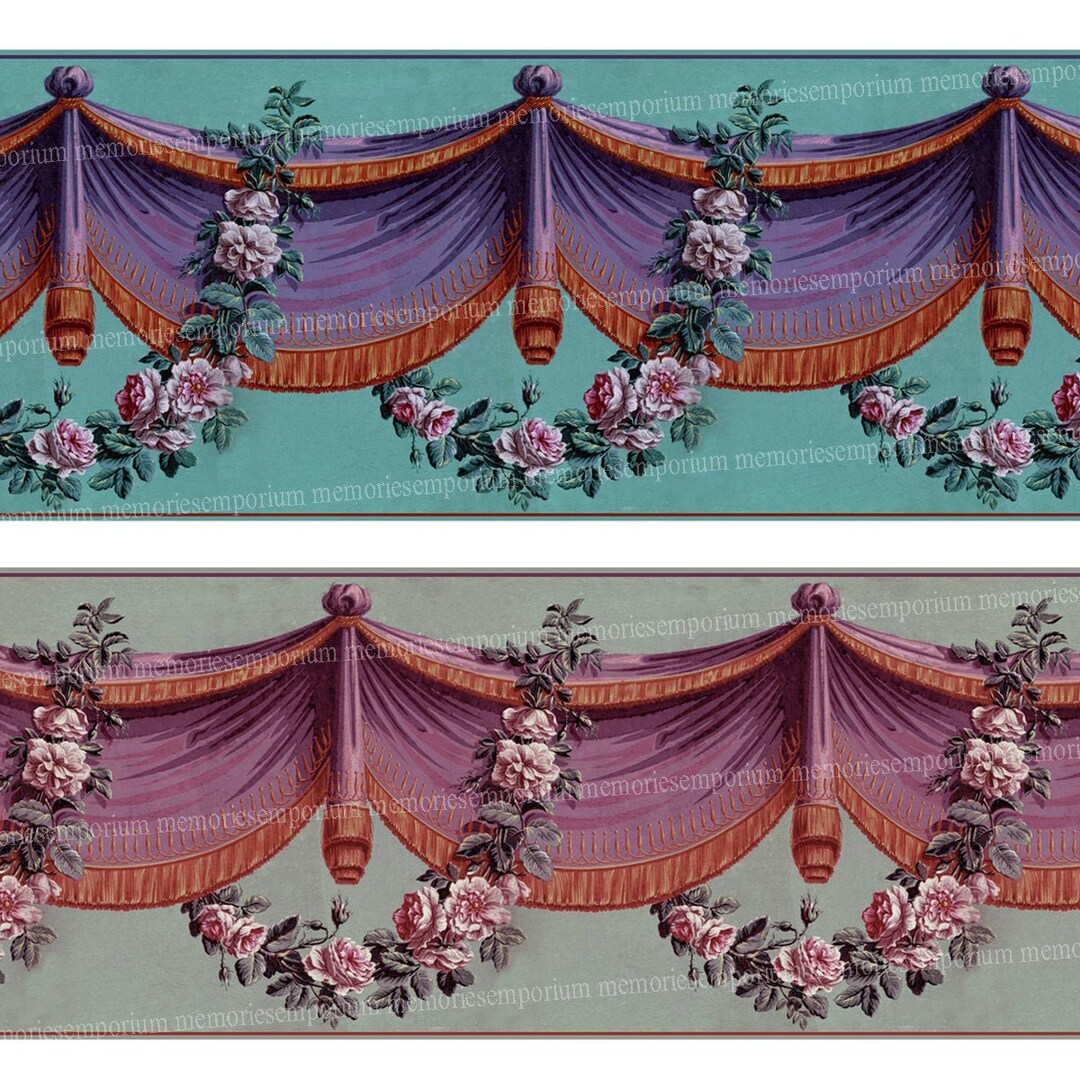 Printable Download Dollhouse Wallpaper Border Dado Antique Victorian ...