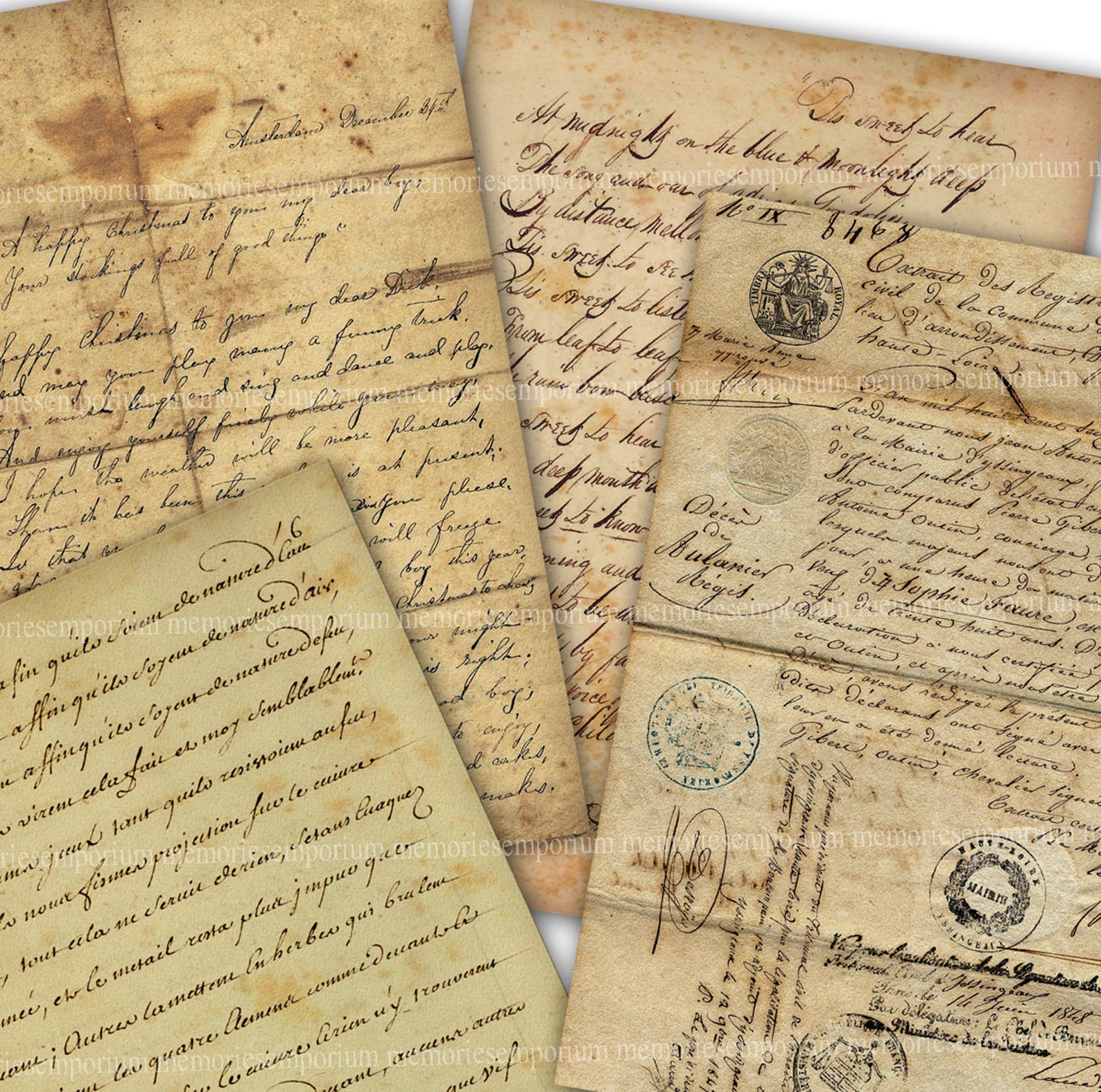 Antique Handwriting Full Pages Printable Download Background Clipart ...