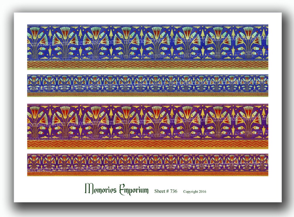 Egyptian Borders Digital Paper Clipart Printable Download Ancient Egypt ...