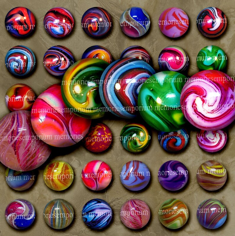 Marbles Digital Collage Sheet Circles Rounds One 1 Inch for Decoupage ...