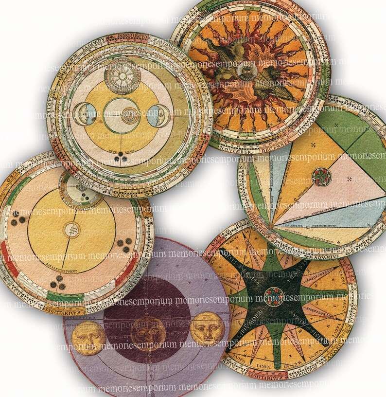 Astronomy Circles Digital Paper Antique Celestial Cosmos - Etsy Canada
