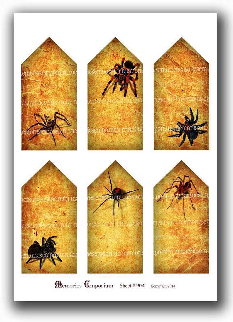 Printable Download Halloween Spiders for Gift Tags Cards DIY - Etsy