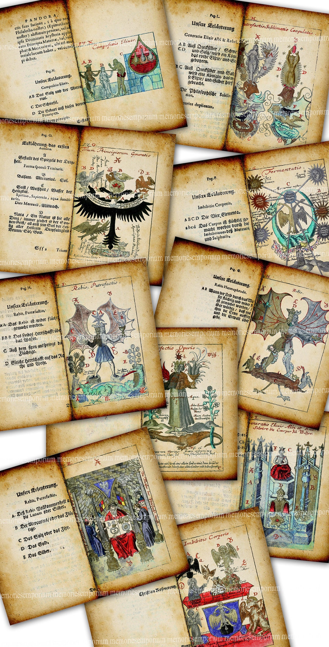 Junk Journaling Alchemy Pages Medieval Symbols Background Printable ...