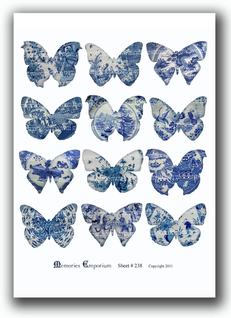 Blue and White Butterflies Decoupage Butterfly Wings China - Etsy