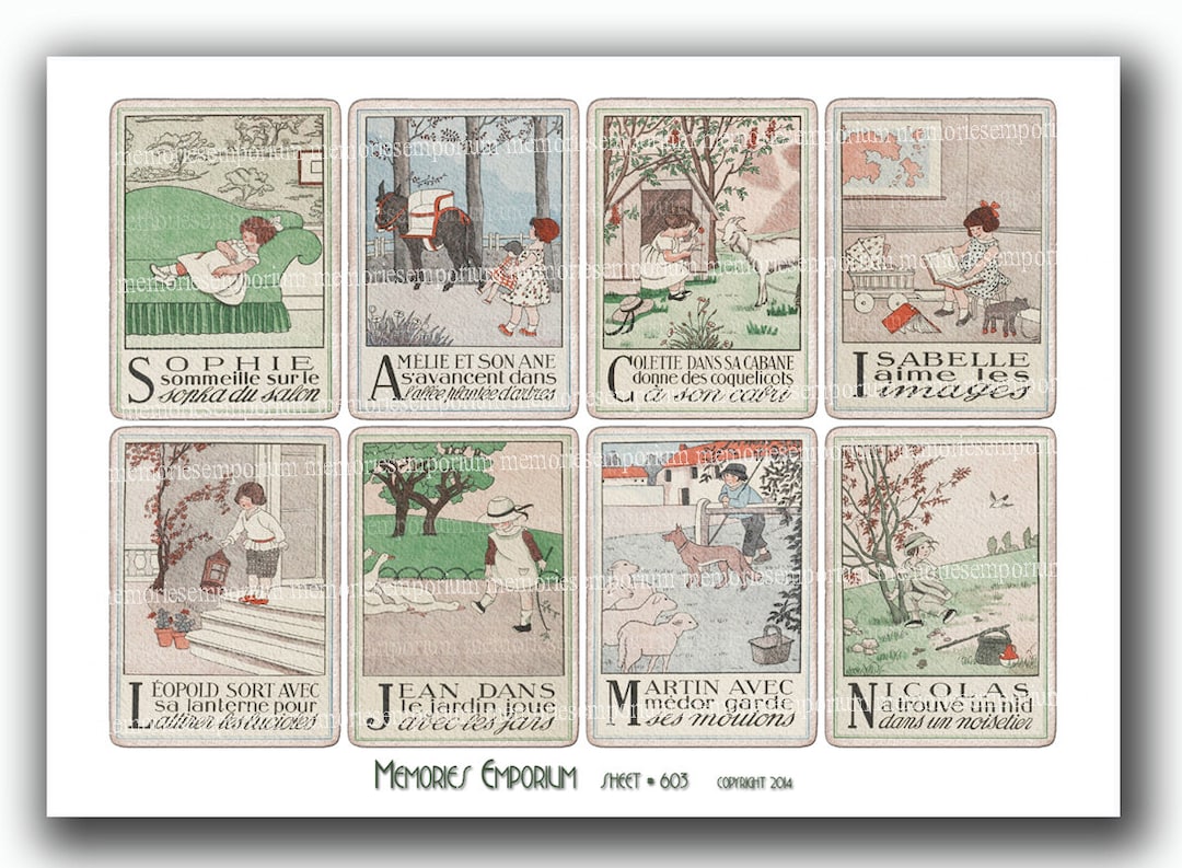 French Alphabet Name Cards Children Digital Collage Sheet Papers School ...