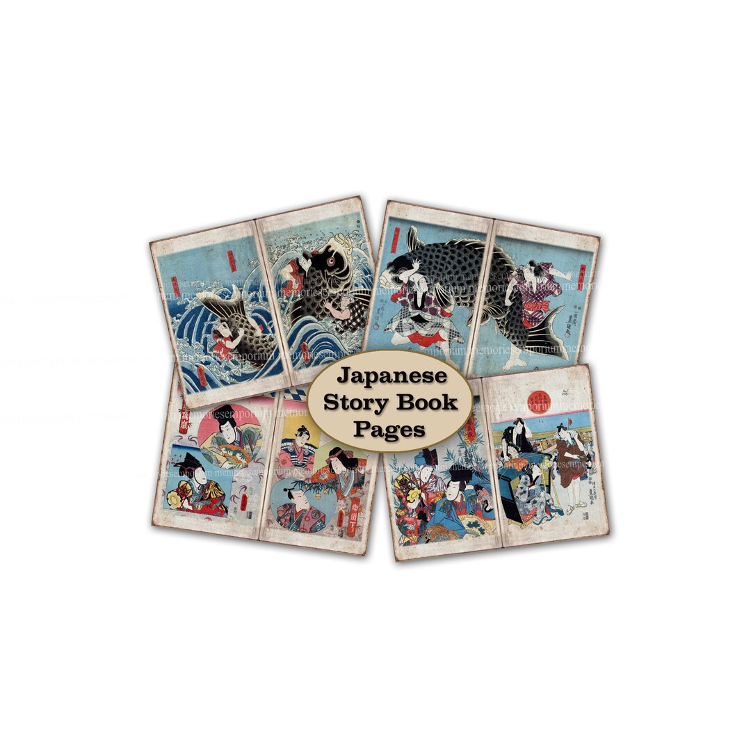 Japanese Junk Journal Pages Old Asian Storybook Japan Printable ...