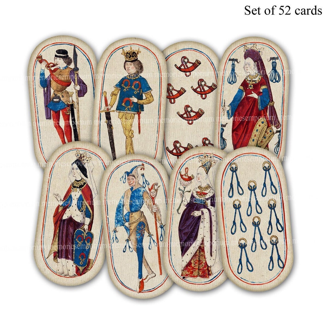 Medieval Oval Playing Cards Cloisters Full Set of 52 Printable Download ...