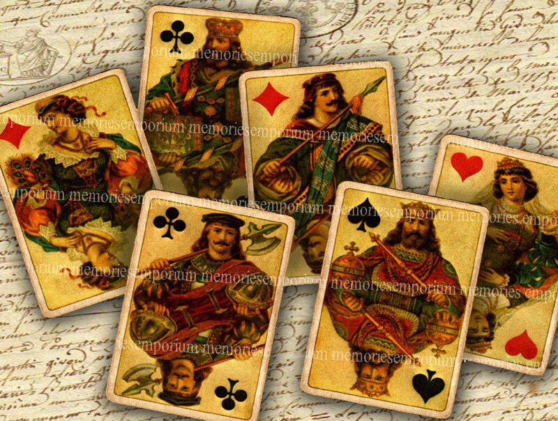 Antique Playing Cards Clipart Printable Download Decoupage DIY Paper ...