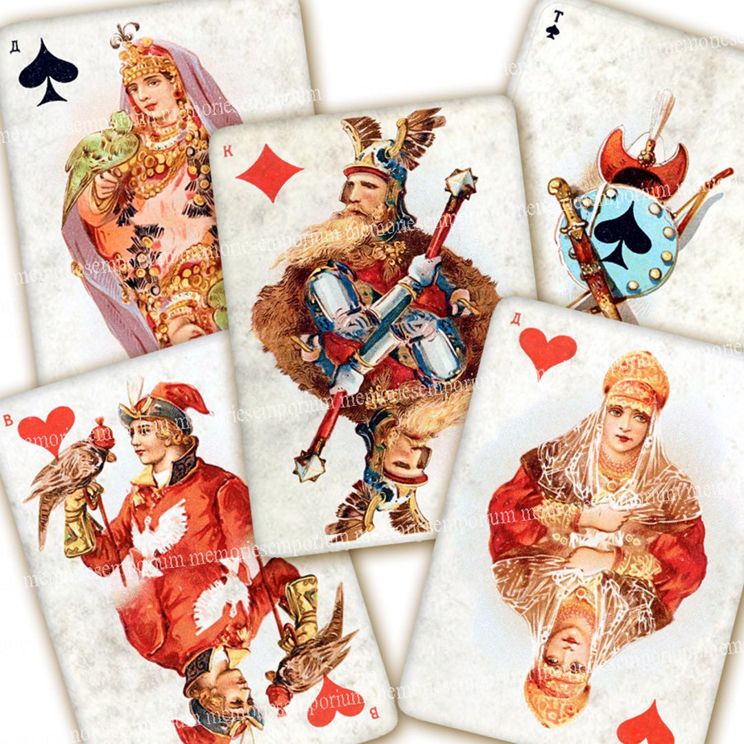 Playing Cards Royals Antique Russian Deck 2.5 X 3.5 Inches Decoupage ...