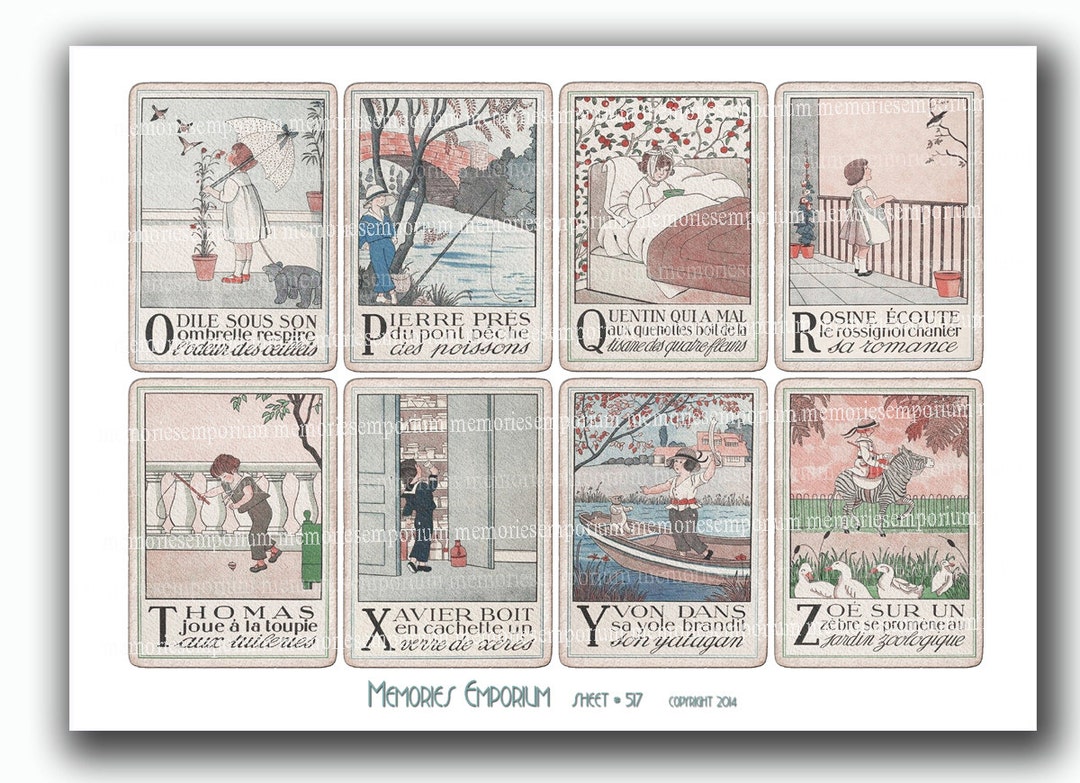 Alphabet French Name Cards Children Digital Collage Sheet Papers School ...