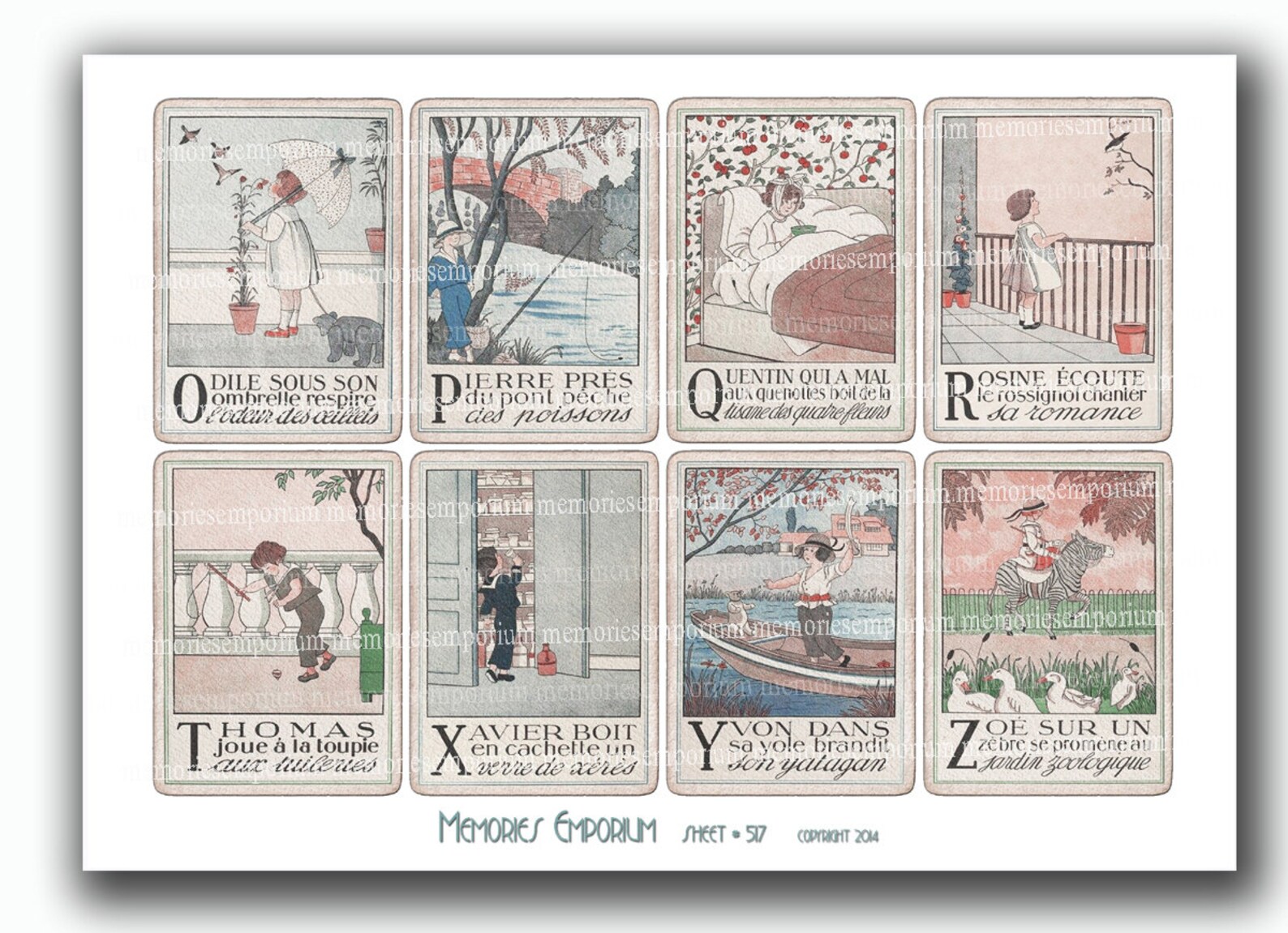 Alphabet French Name Cards Children Digital Collage Sheet Papers School ...
