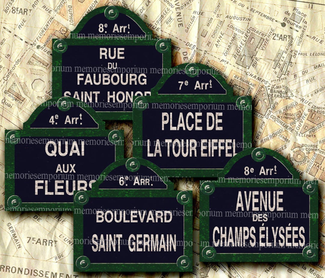 Shabby Chic Paris Vintage Street Signs 2 X 2 Inches Old French Rues ...