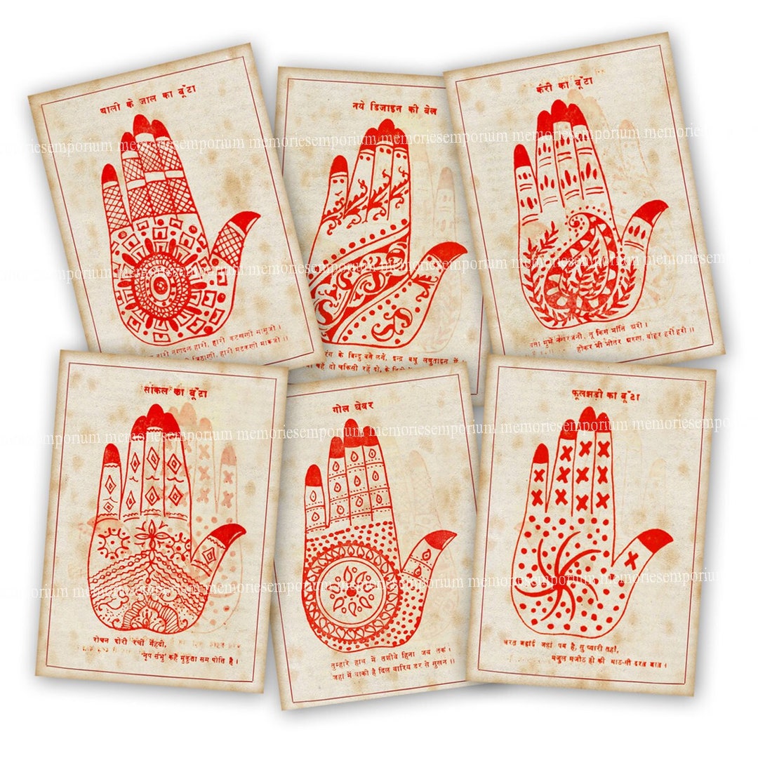 India Henna Mehndi Hand Designs Printable Download Antique Hindi ...