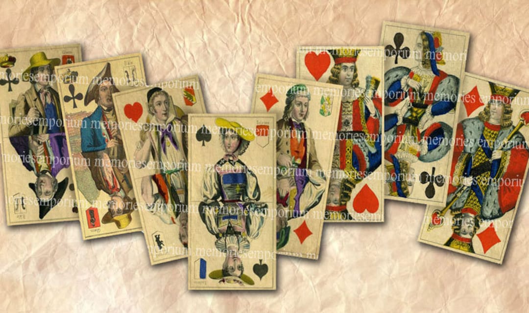 Playing Cards Antique 1 X 2 DIY Decoupage Domino 1x2 Inch Size Digital ...
