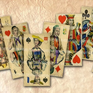 Playing Cards Antique 1 X 2 DIY Decoupage Domino 1x2 Inch Size Digital ...