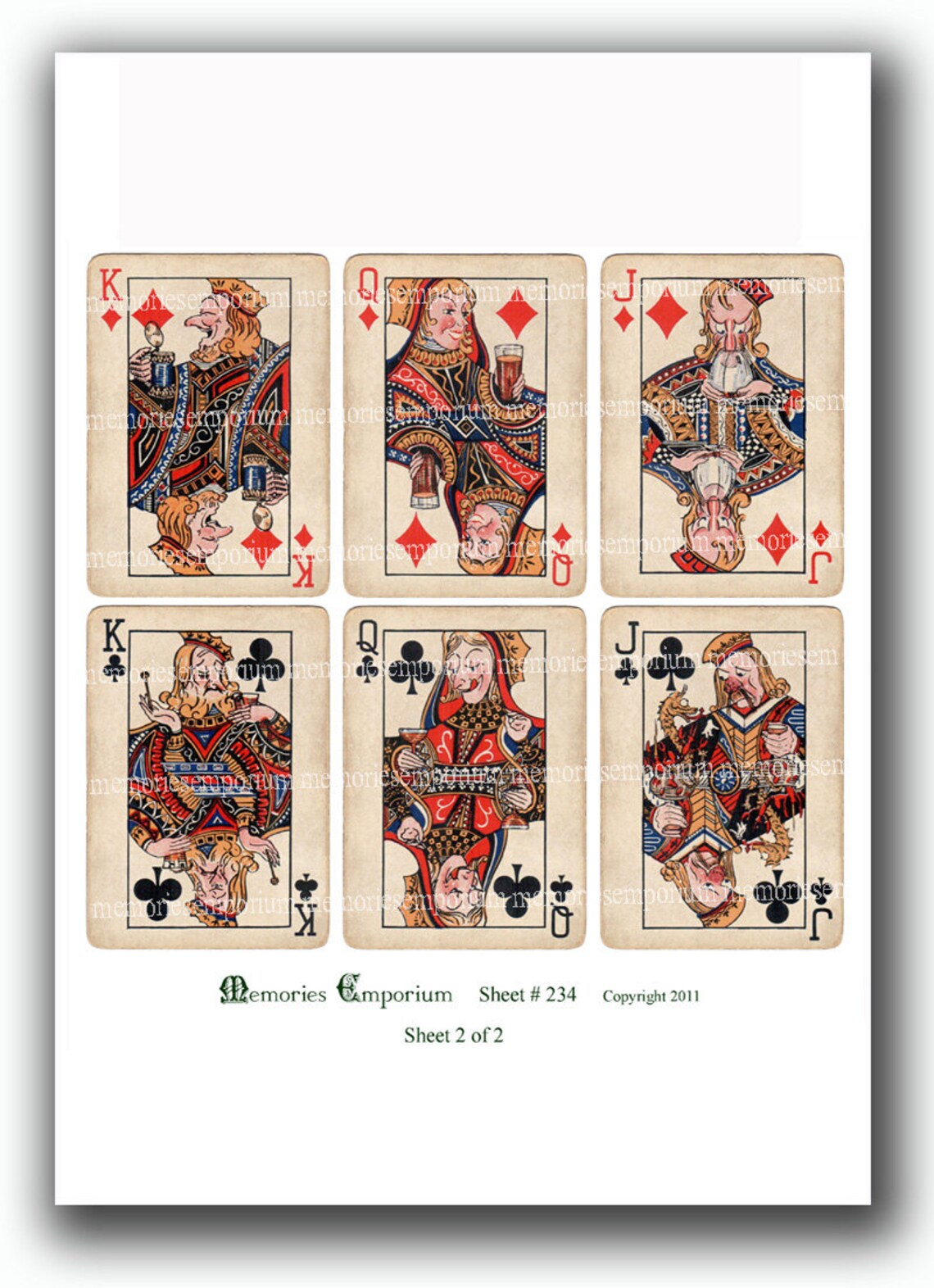 Funny Playing Cards Retro Royals Flushed Tipsy Fifties - Etsy