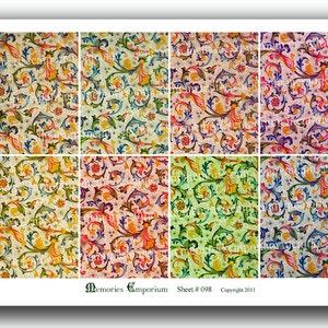 Florentine Pattern Italian Design Colour Swatches 2.5 X 3.5 Inches ATC ...