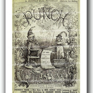 Punch Newspaper Four Old Large Repro Newsprint Pages Decoupage ...