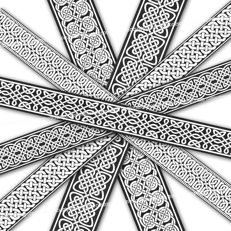 Celtic Knots Pattern Strips Printables Black and White Bands - Etsy