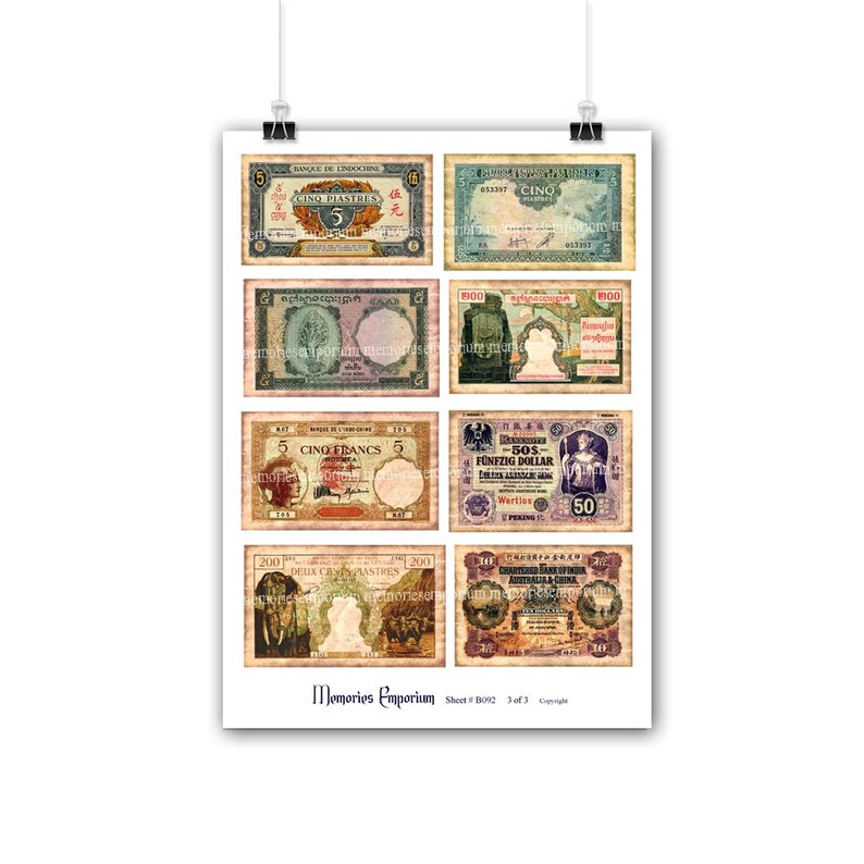 Digital Printable Download Old Asian Banknotes Altered Money Antique ...