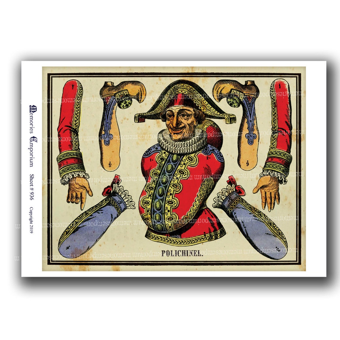 Printable Paper Puppet Marionette Antique Toy French Punch and Judy ...