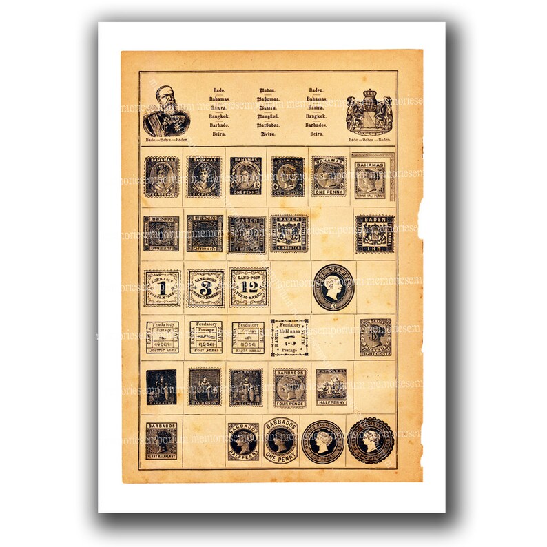 Postage Stamp Album Pages Antique Paper Ephemera Digital - Etsy UK