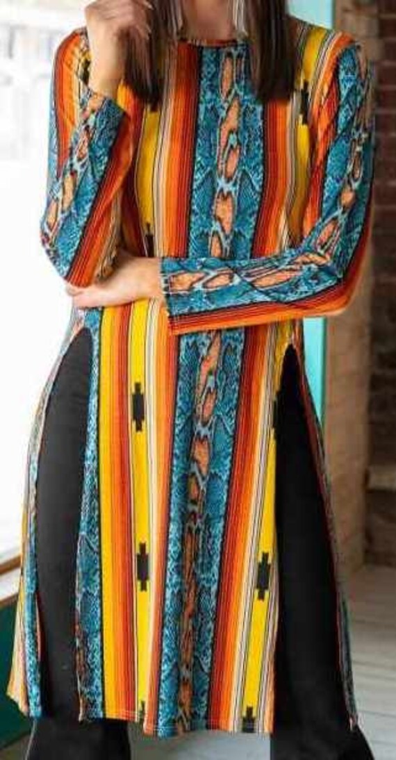 Red Yellow Snake Serape Long Sleeve With Double Slits Size | Etsy