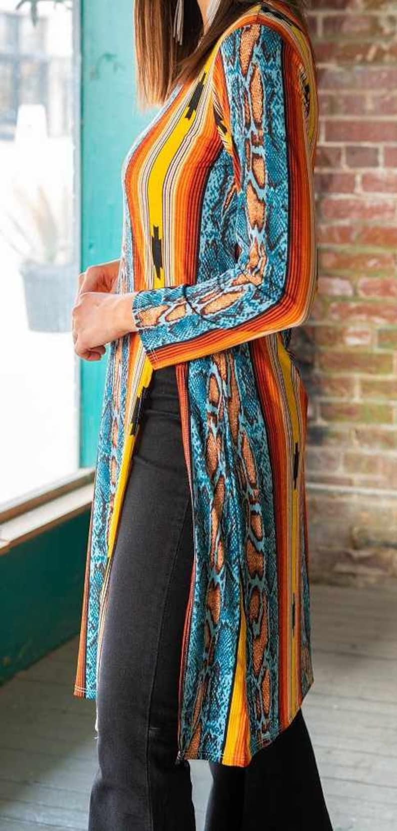 Red Yellow Snake Serape Long Sleeve With Double Slits Size Small - Etsy