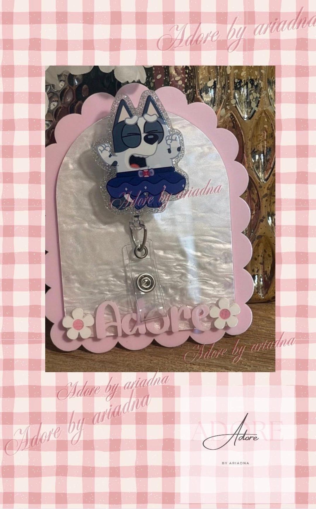 Bluey and Muffin /purple/glutter/id Badge /kids Badge/nurse Bagde ...