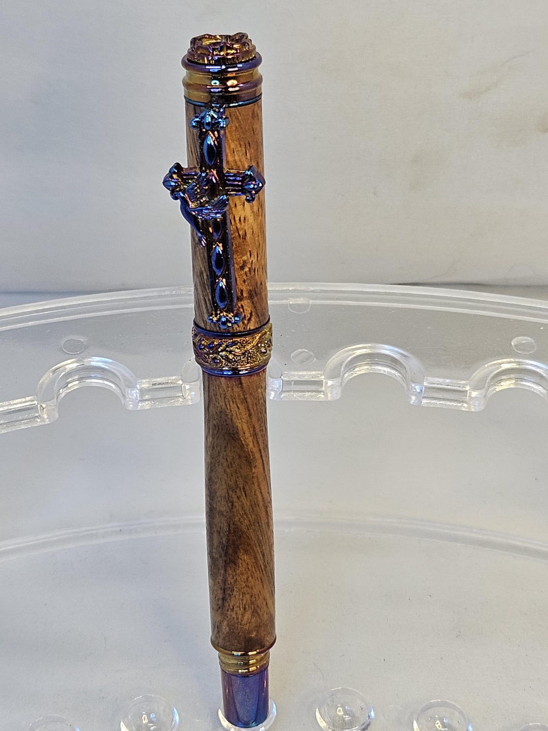 Amazing Grace Blue Titanium Pen With Cross Made With Bethlehem Shittim ...