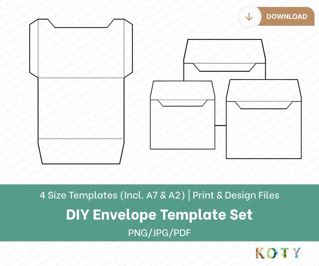 DIY Envelope Template Bundle, Printable A1 A2 A6 A7 Sizes (digital ...