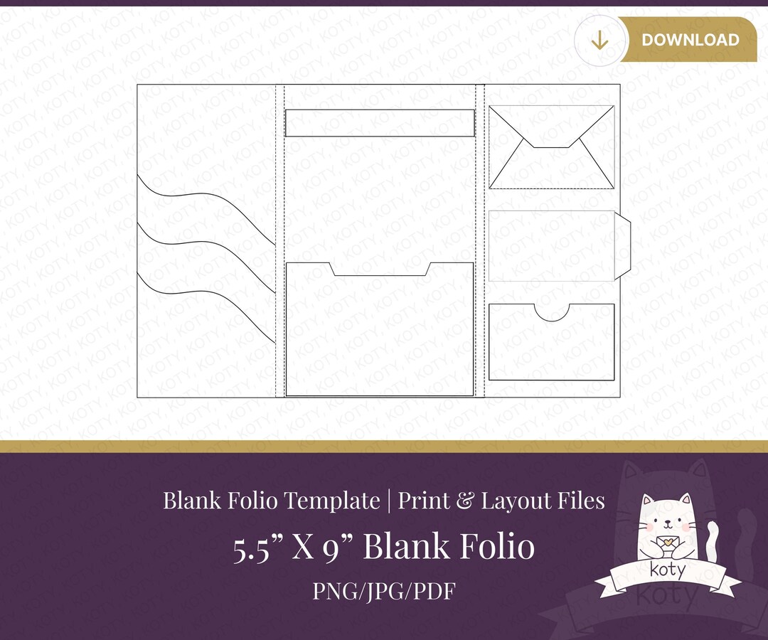 Printable Trifold Folio Template: Junk Journal, Notebook, Envelope (PDF ...