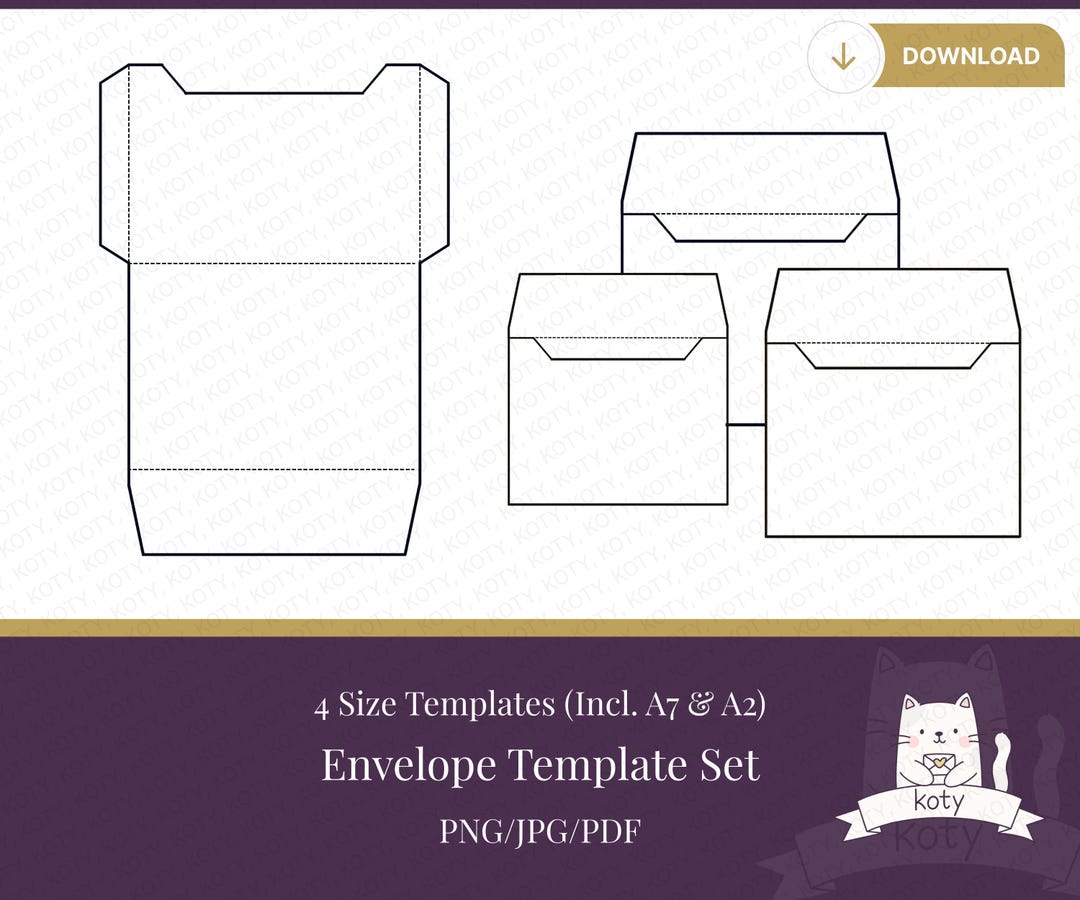 DIY Envelope Template Bundle, Printable A1 A2 A6 A7 Sizes (digital ...