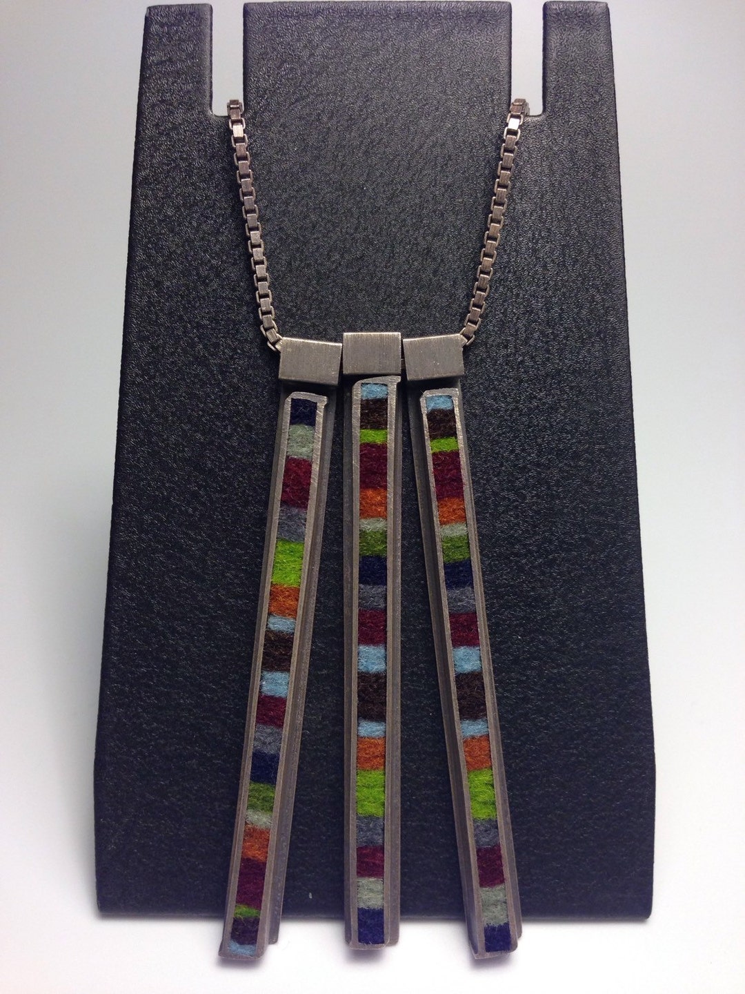 Skinny Rectangle Trio Necklace Block Earth Tone - Etsy