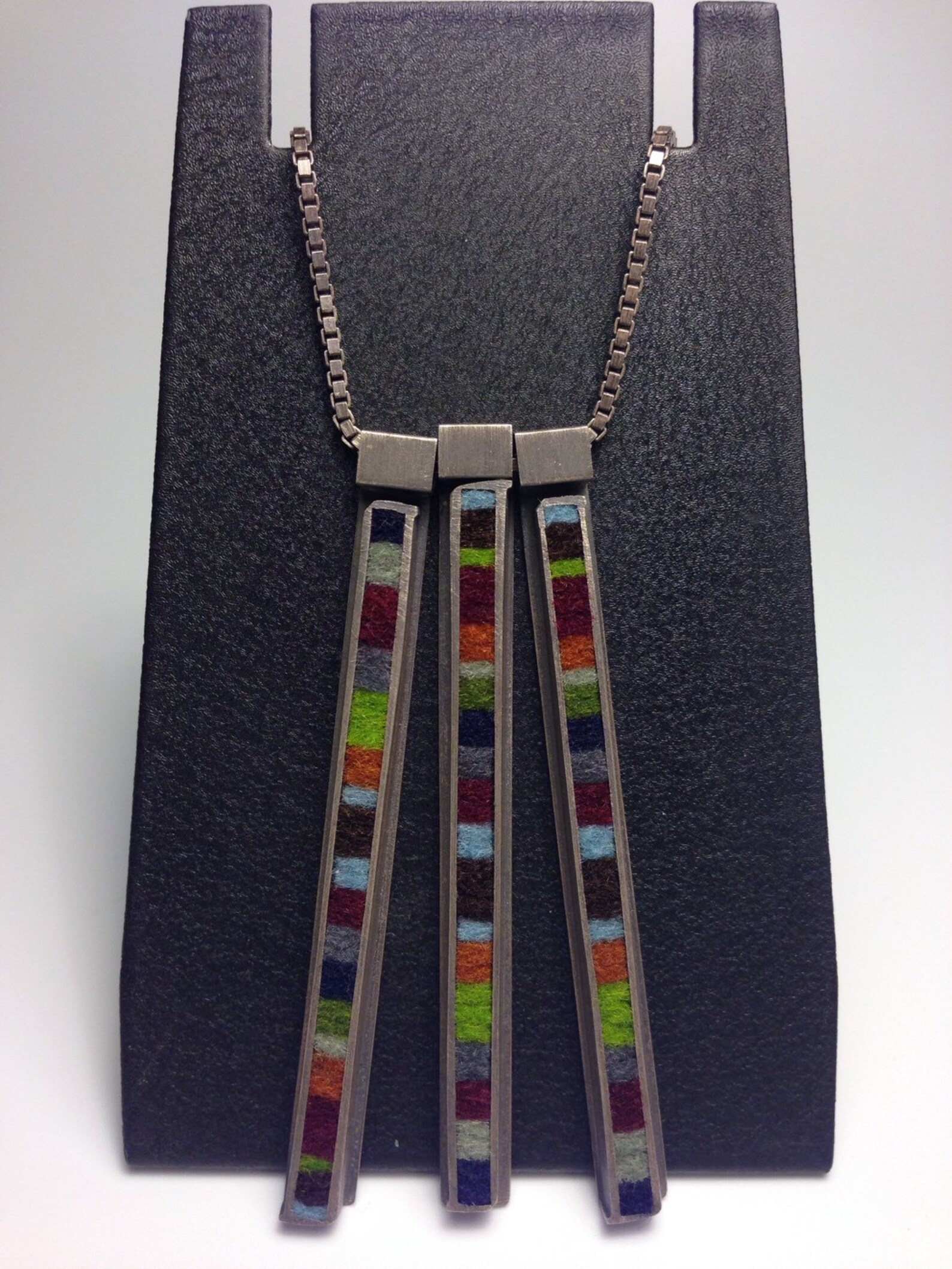 Skinny Rectangle Trio Necklace Block Earth Tone - Etsy