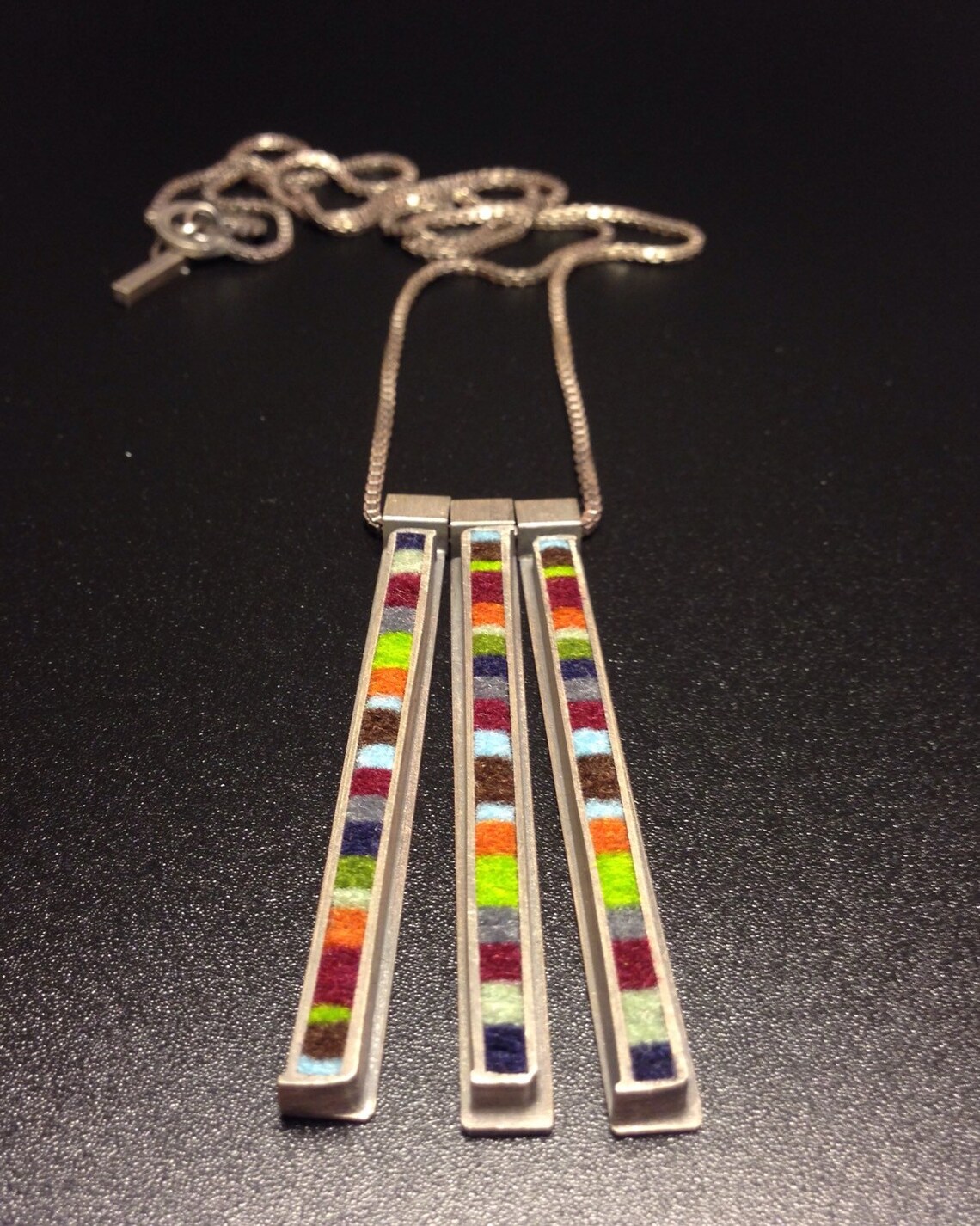 Skinny Rectangle Trio Necklace Block Earth Tone - Etsy